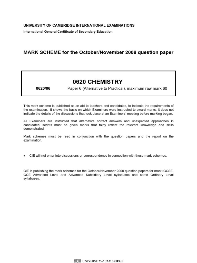 0620 w08 Ms 6 | PDF