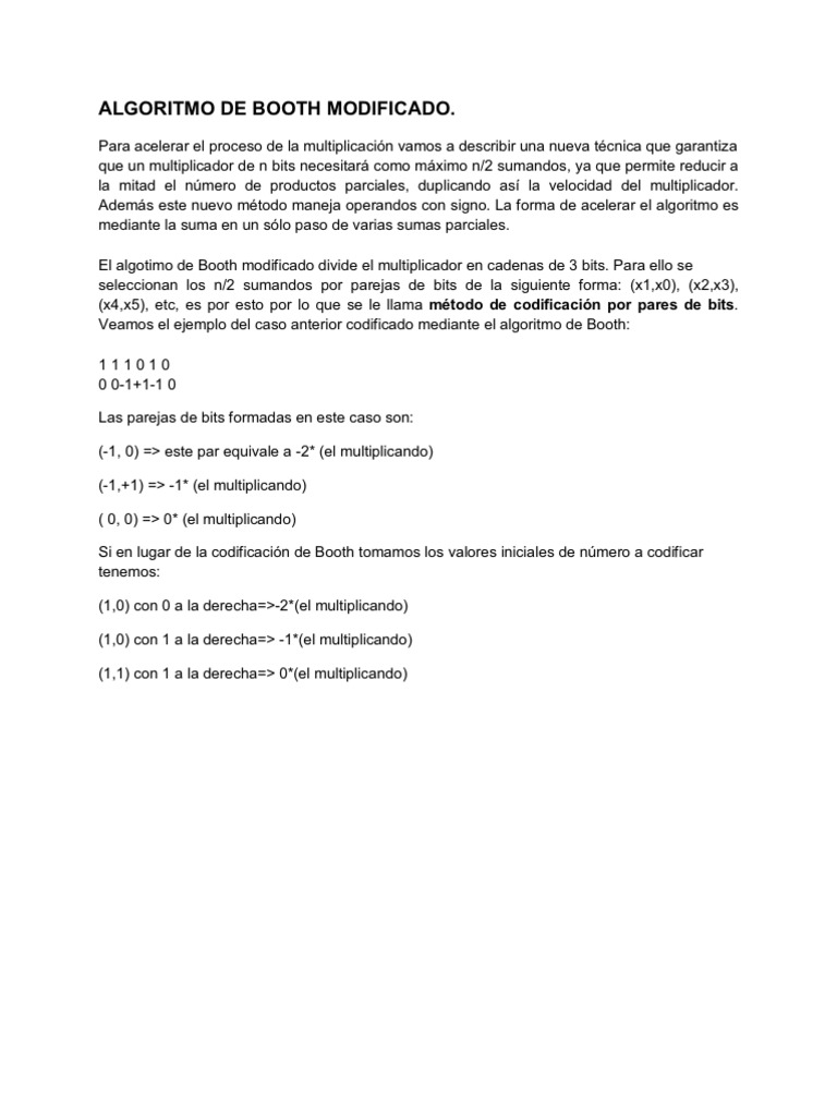 Algoritmo de Booth Modificado FRANCISCO | PDF | Algoritmos | Multiplicación