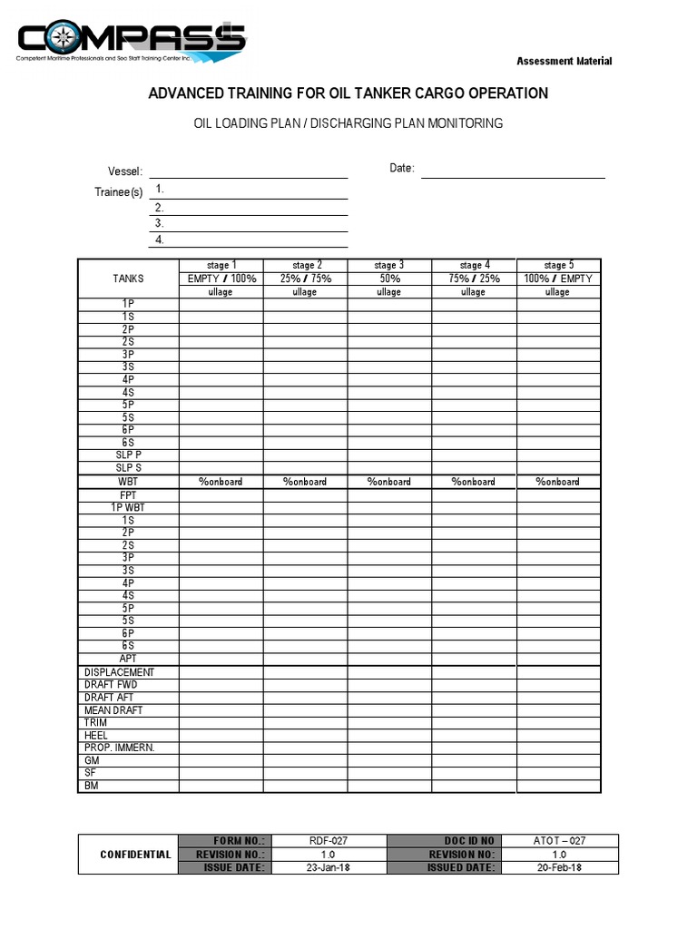 Advanced Training For Oil Tanker Cargo Operation: Oil Loading Plan ...