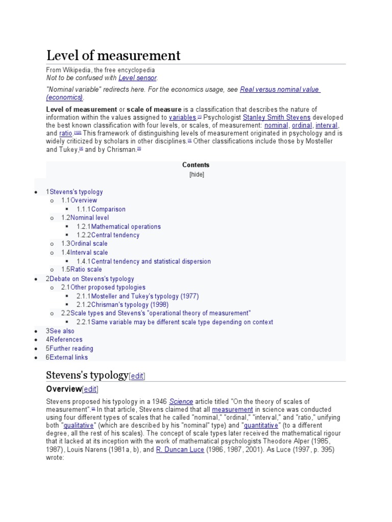 Understanding Levels of Measurement | PDF | Level Of Measurement | Science