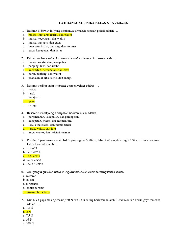 Latihan Soal Fisika Kelas X | PDF