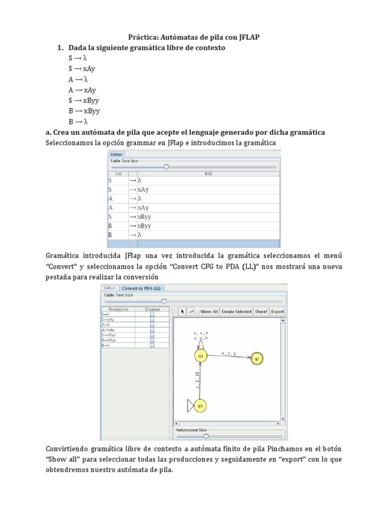 Practica - Autómatas de Pila | PDF | Algoritmos | Matemáticas