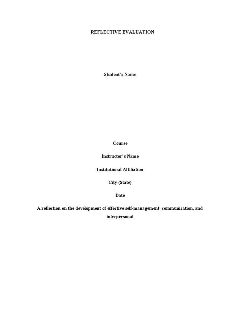 Reflective Evaluation | PDF | Experience | Reflective Practice