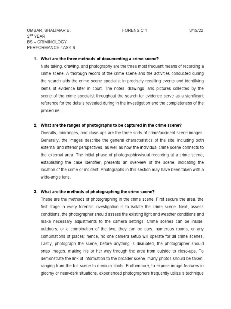 Documenting the Crime Scene: Methods of Recording Evidence at a Crime ...