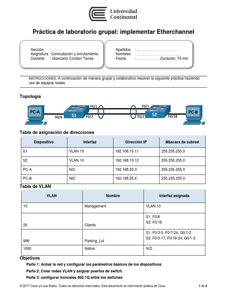 2 LABORATORIO GRUPAL Implementar Etherchannel | PDF | Redes de computadoras | Estándares de red