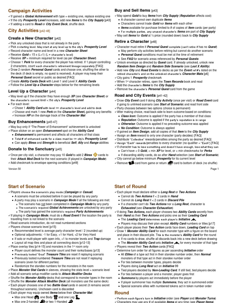 Gloomhaven RulesSummary | PDF