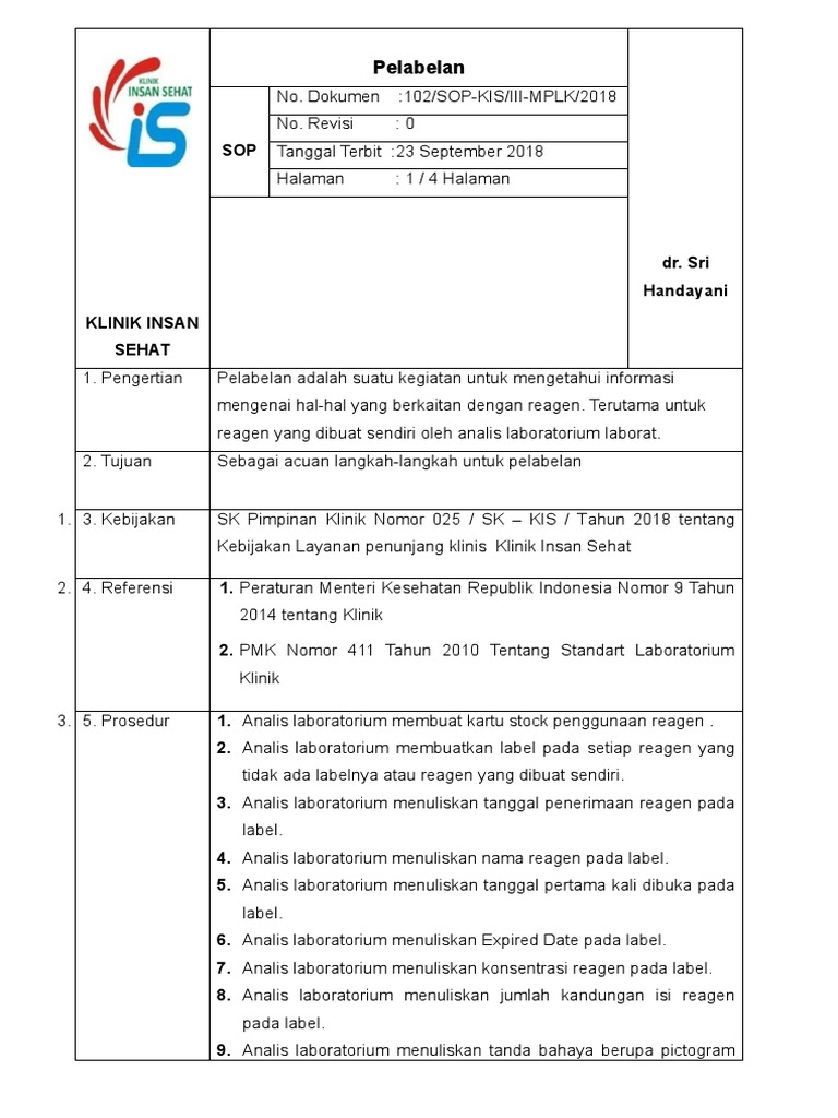 3.1.5.5 Sop Pelabelan | PDF