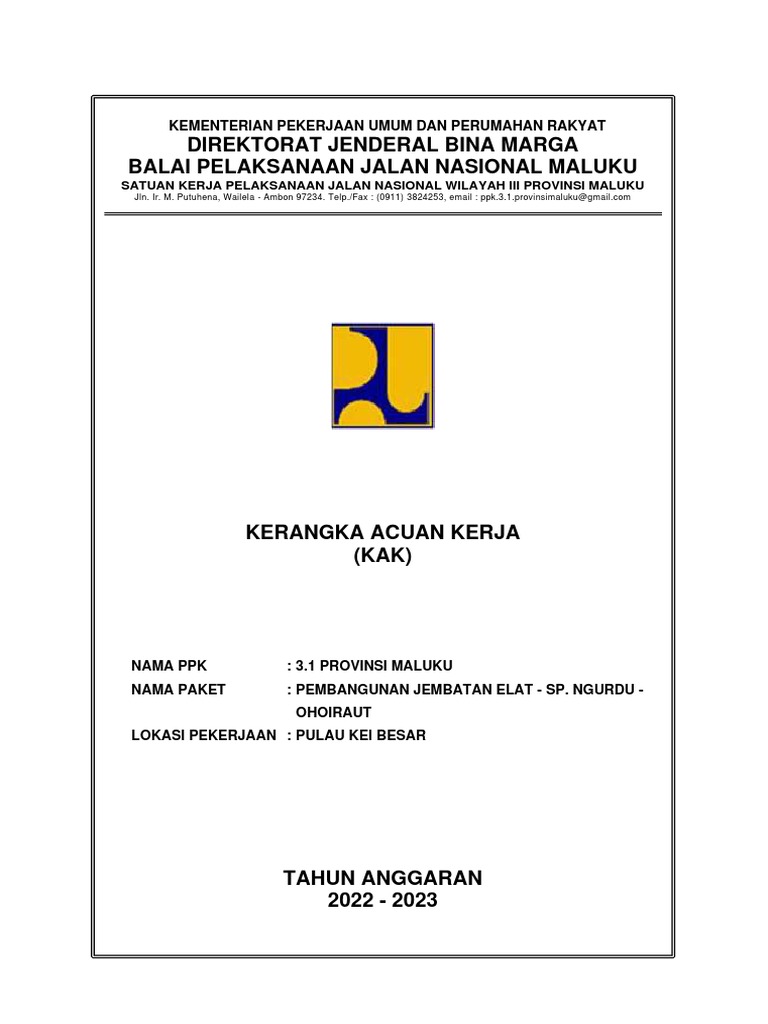 KAK Pembangunan Jembatan ElatSP - NgurduOhoiraut 20222023 | PDF