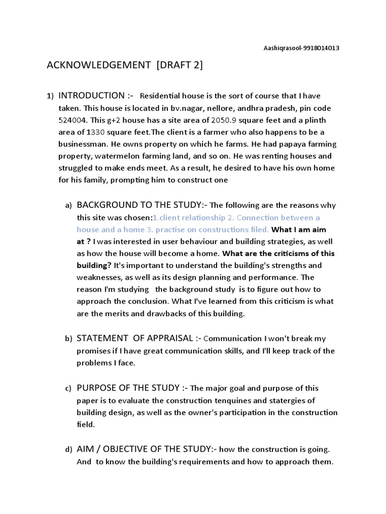 Acknowledgement (Draft 2) : Introduction | PDF | Mortar (Masonry ...
