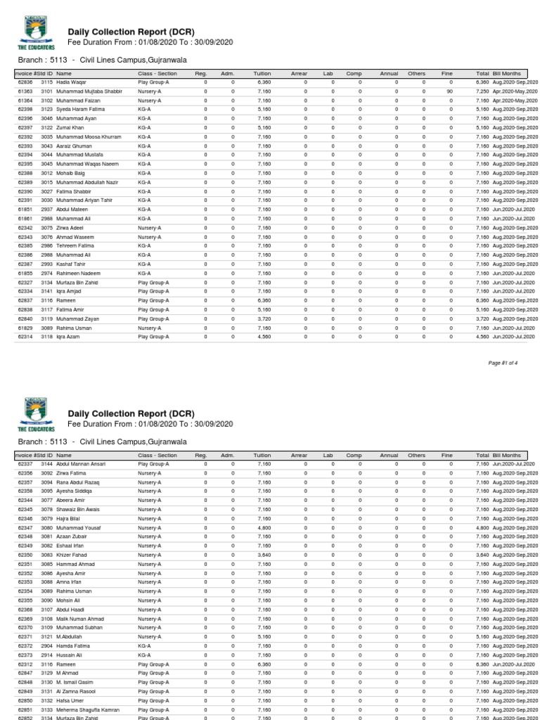 Daily Collection Report (DCR) | PDF