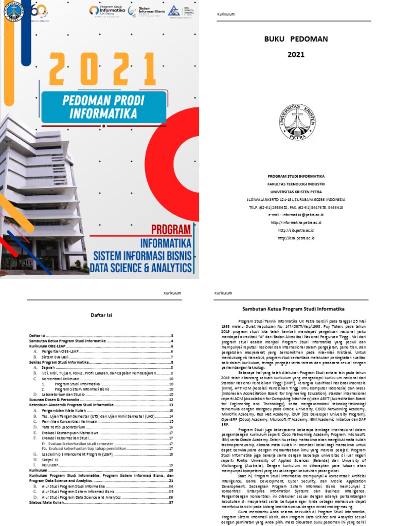 Buku Pedoman Prodi Informatika SIB DSA 2021 | PDF