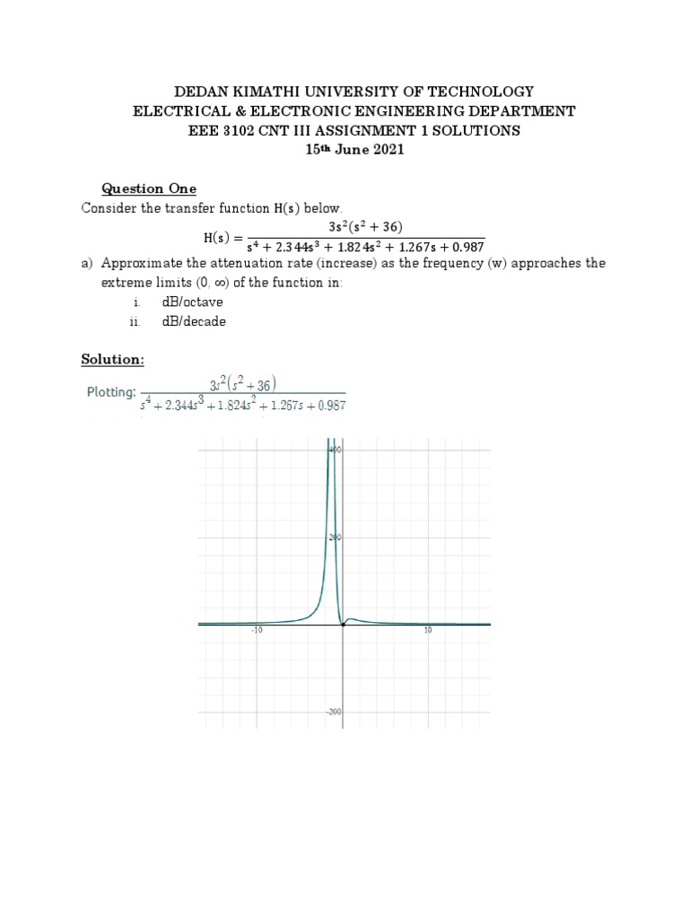 DKUT - CNT III Bode Plots Assignment Solutions | PDF