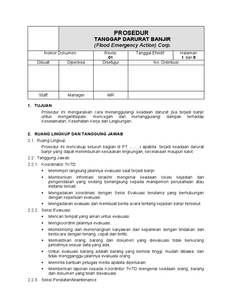 SOP 65 Tanggap Darurat Banjir | PDF