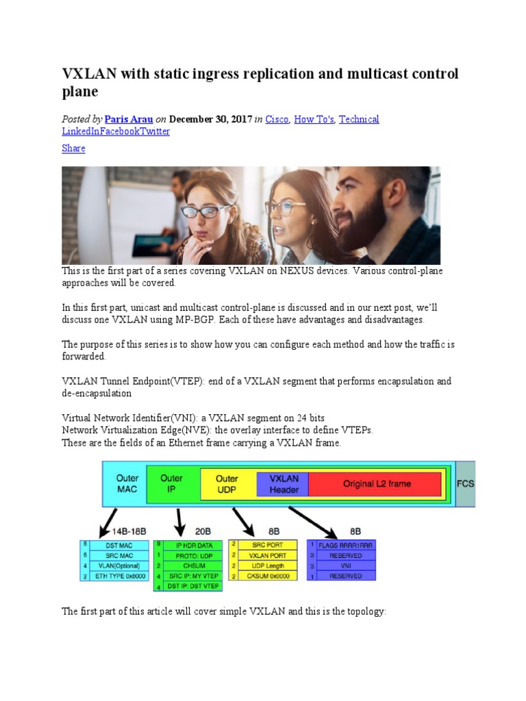 Vxlan With Static Ingress Replication And Multicast Control Plane Pdf Computer Engineering