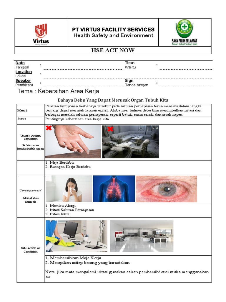 VGR 10.kebersihan Area Kerja - Bahaya Debu | PDF