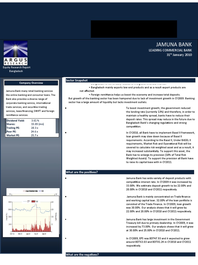 Equity Research Report Jamuna Bank | PDF | Banks | Basel Ii