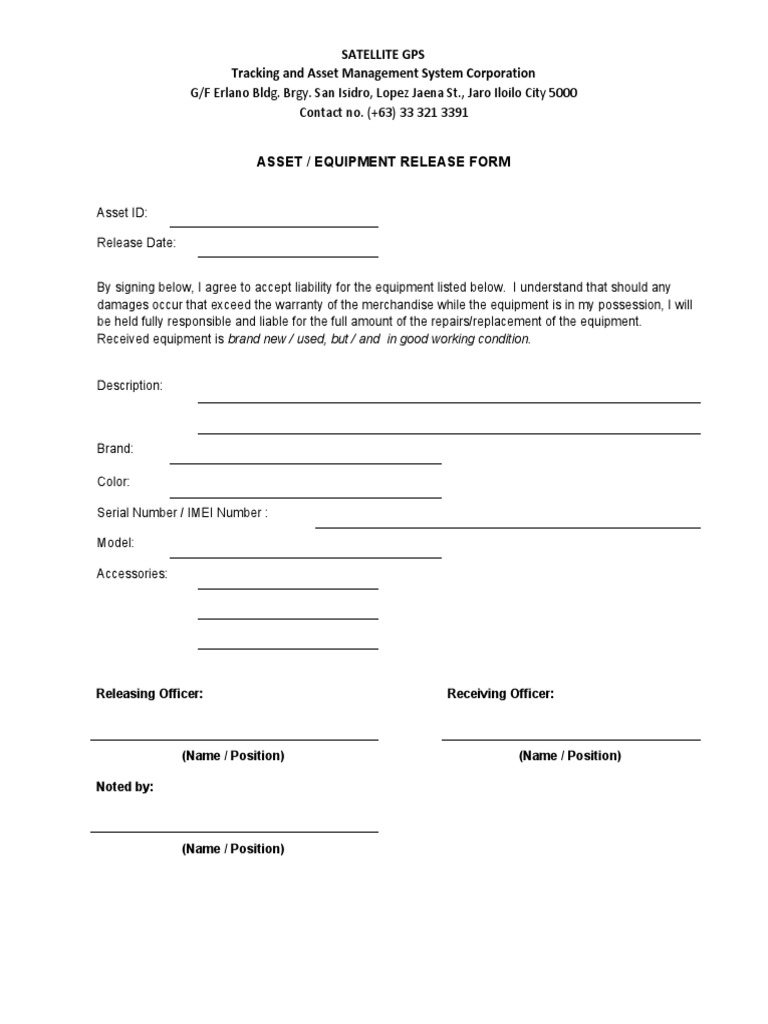 Asset Release Form | PDF