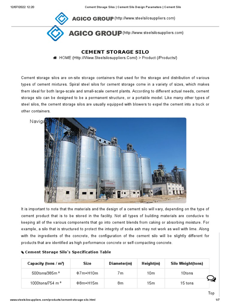 Cement Storage Silos _ Cement Silo Design Parameters _ Cement Silo ...