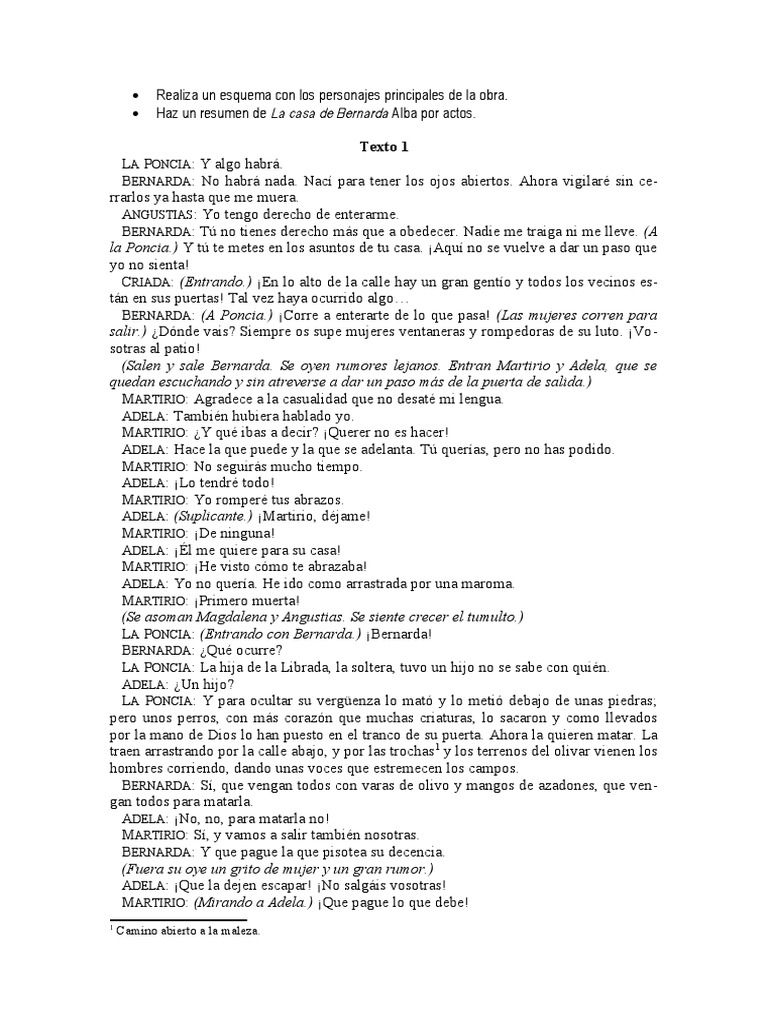 Ex Ohiko Repaso La Casa de Bernarda Alba | PDF