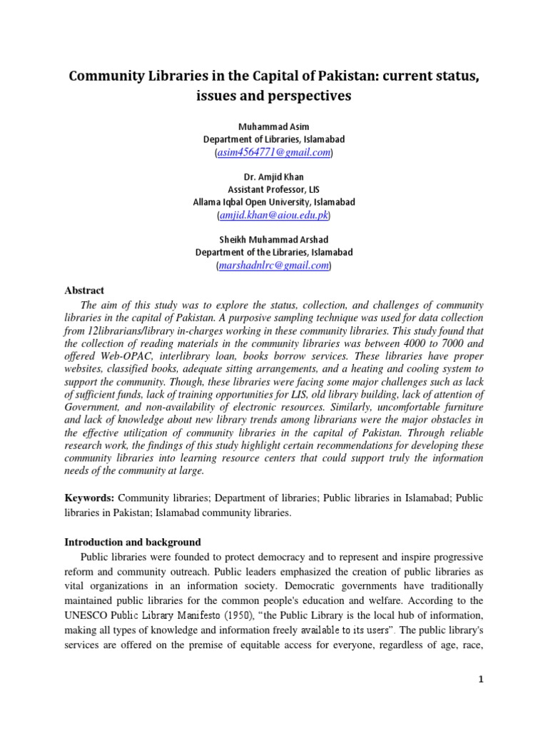 Community Libraries in The Cap | PDF | Libraries | Pakistan