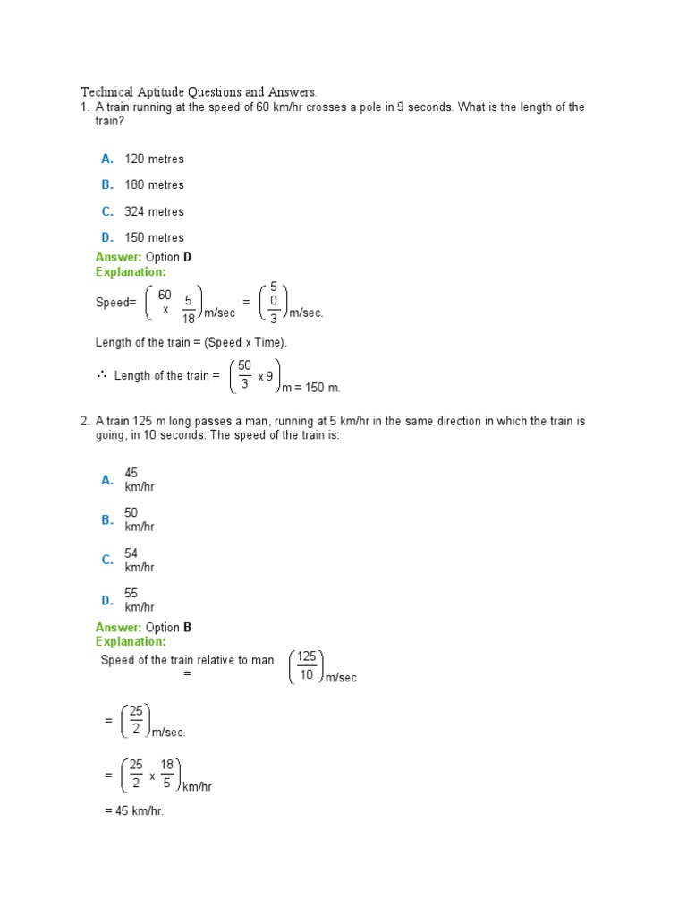 Technical Aptitude Questions and Answers | PDF | Speed | Tower