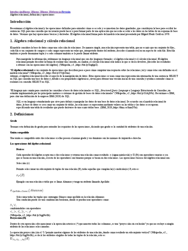 Módulo 1 - Lectura 4 | PDF | Base de datos relacional | SQL
