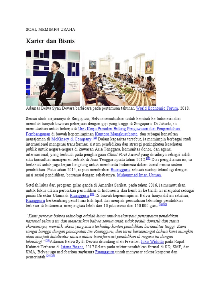 Karier Belva Devara dan Ruangguru | PDF
