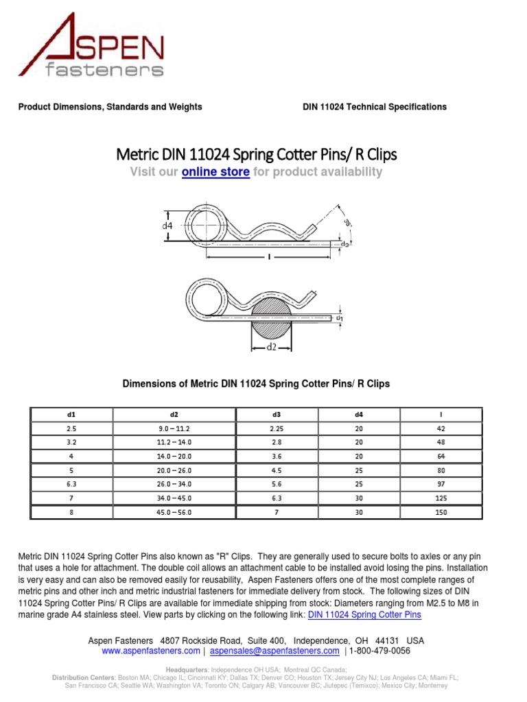 DIN 11024 Spring Cotter Pins Guide | PDF | Screw | Steel