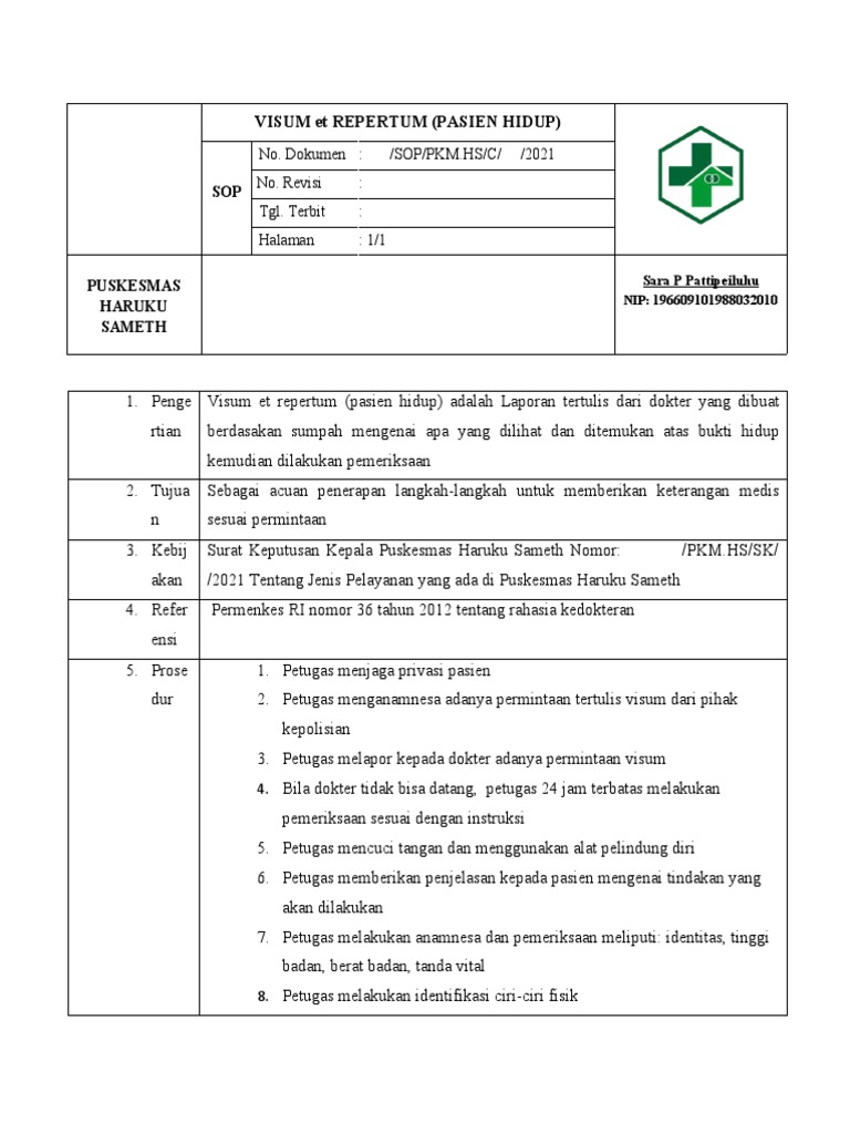 Sop Visum Et Repertum | PDF