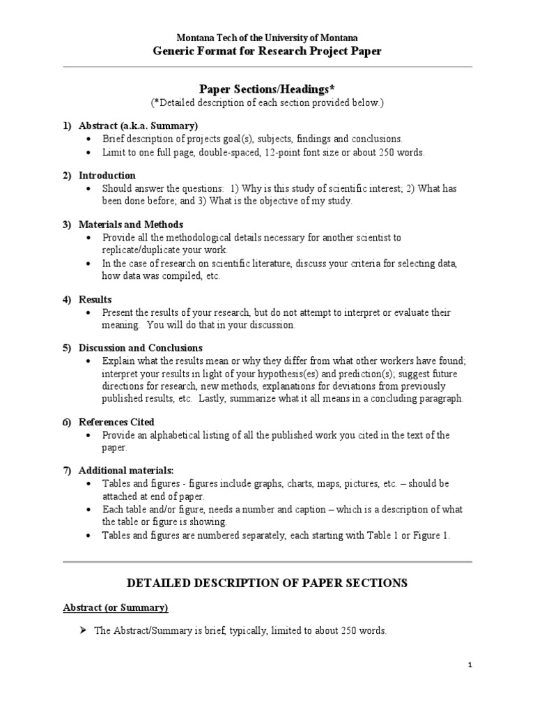 Generic Format For Research Project Paper | PDF | Abstract (Summary ...