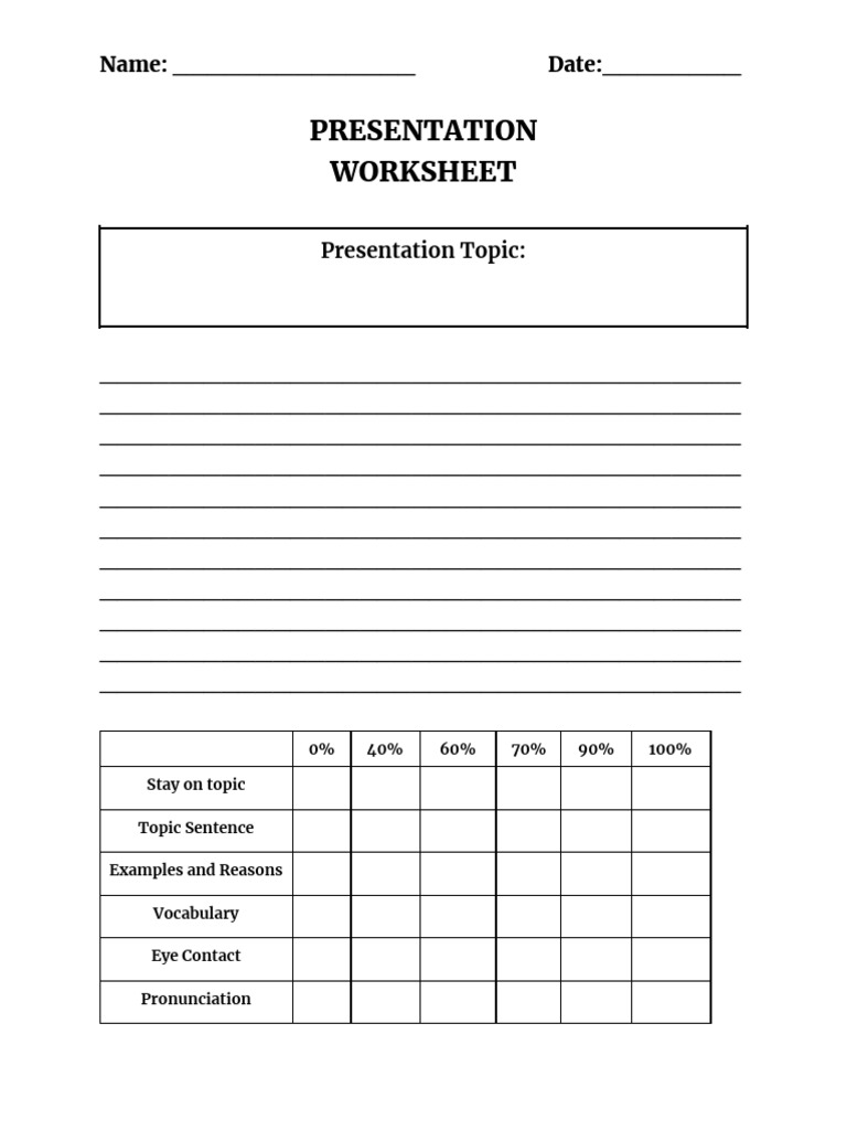 Presentation Worksheet | PDF