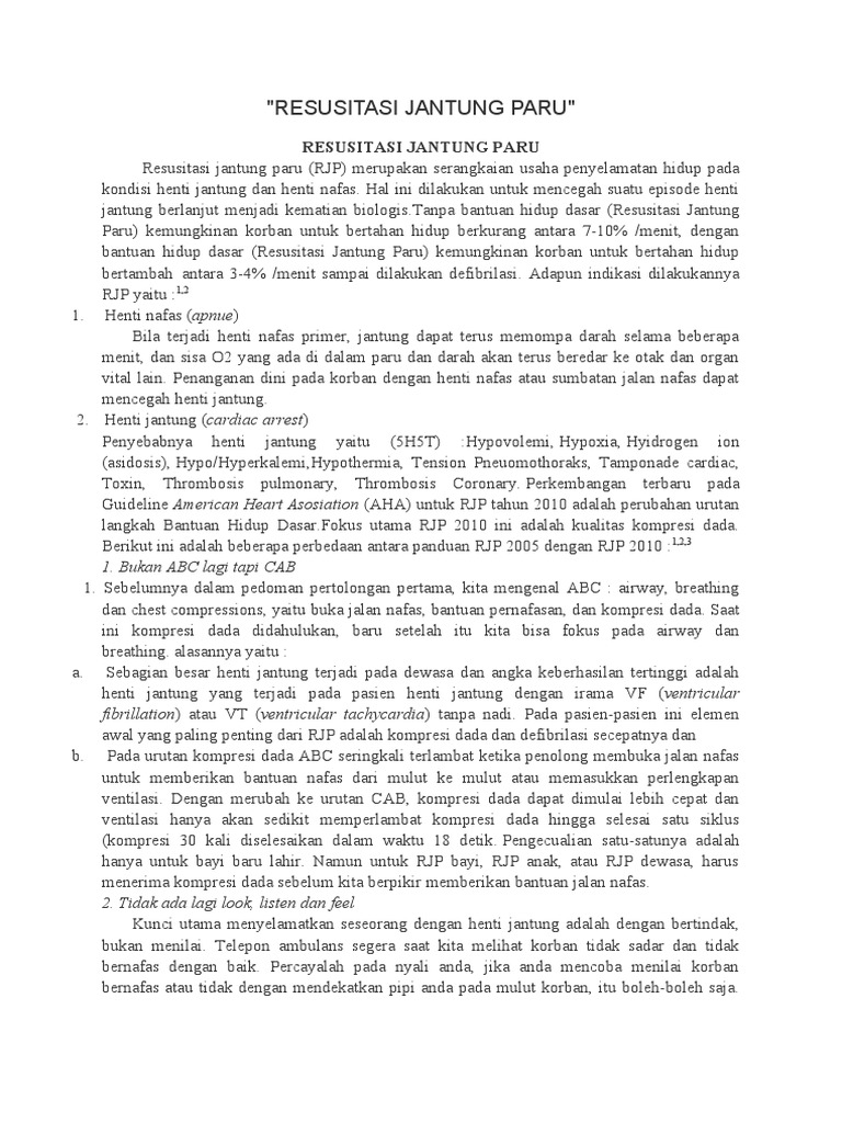 Resusitasi Jantung Paru - CPR 2010 | PDF | Pengembangan Diri | Kesehatan Holistik