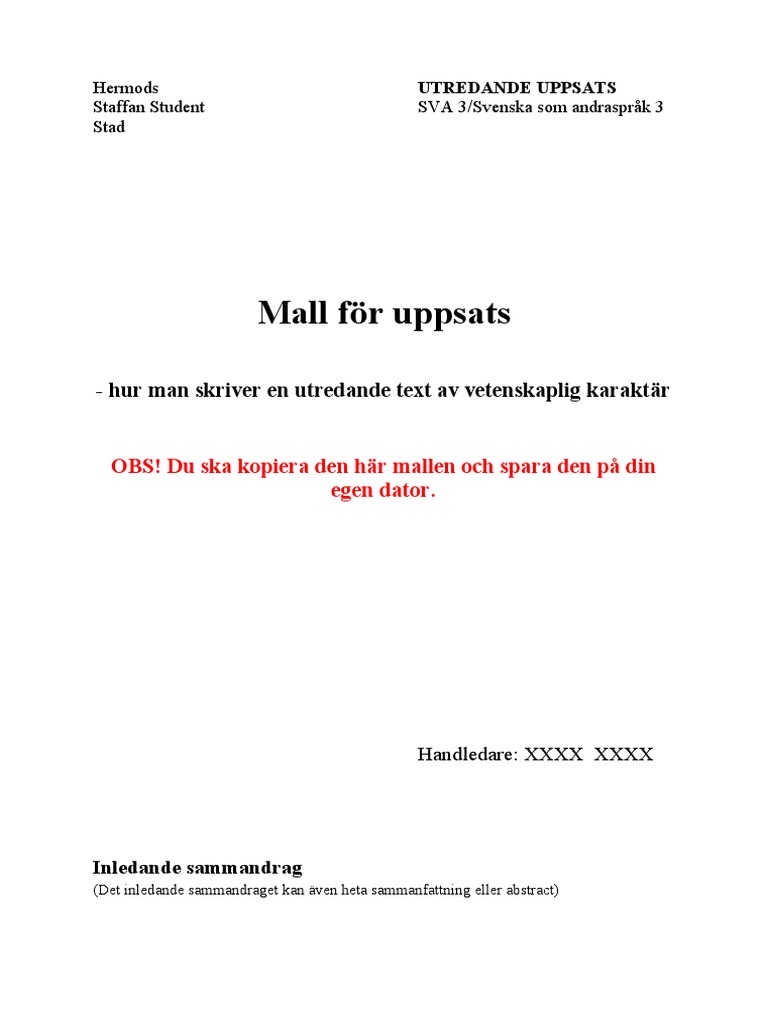 Uppsatsmall - SVA03 | PDF