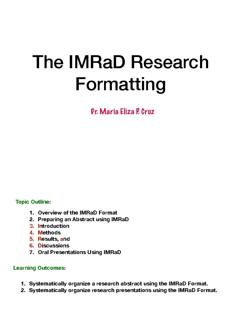 IMRAD Formatting | PDF | Thesis | Abstract (Summary)