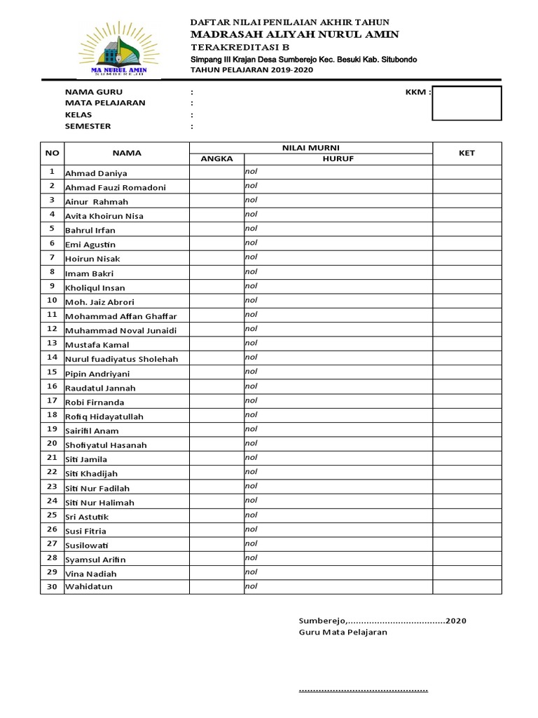Form Nilai Murni Master | PDF