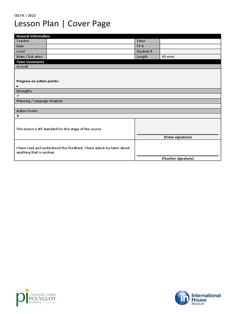 Lesson Plan - Cover Page: General Information | PDF | Teaching Method ...