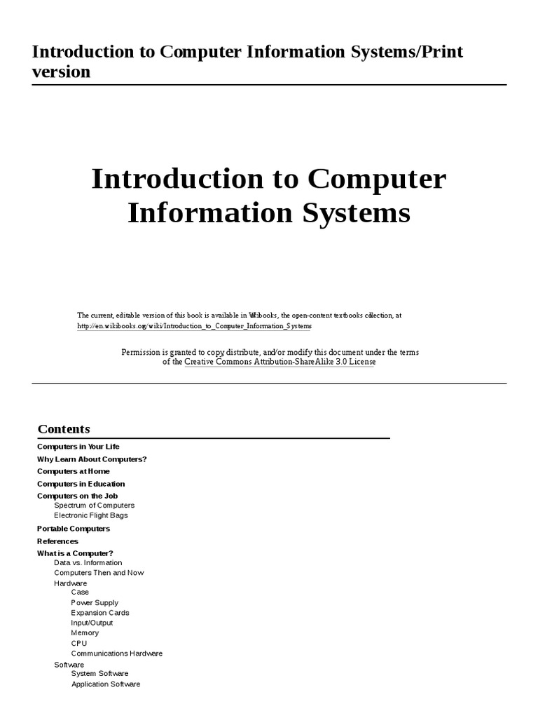 Introduction To Computer Information Systems Print Version | PDF ...