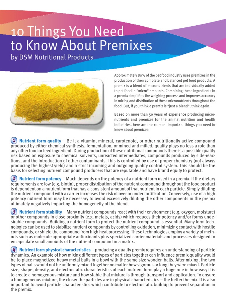 10 Things You Need To Know About Premixes: by DSM Nutritional Products ...