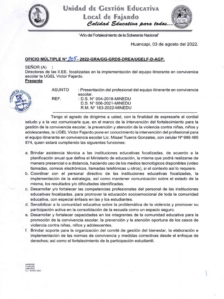 Oficio Multiple 205 2022 | PDF Oficio Multiple 205 2022 | PDF