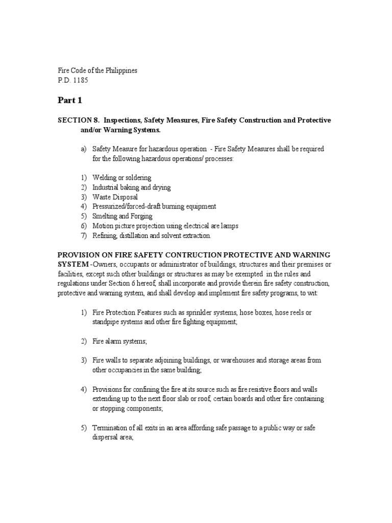 Fire Code of The Philippines PD 1185 | PDF | Stairs | Fire Safety