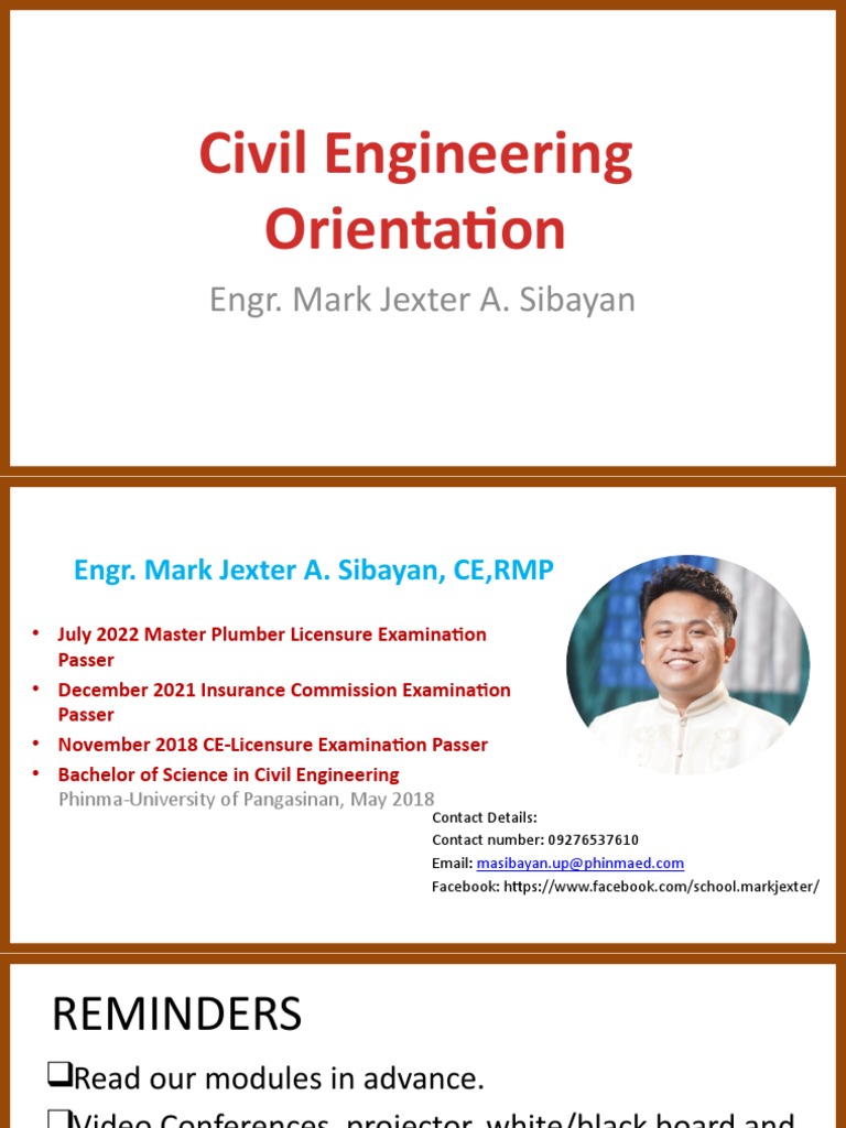 Civil Engineering Orientation: Engr. Mark Jexter A. Sibayan | PDF ...