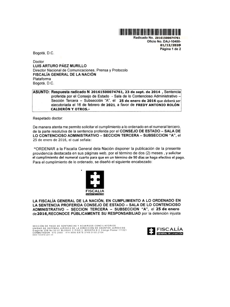 Inocente Después de 10 Años Rolon Calderón Fredy Antonio | PDF ...