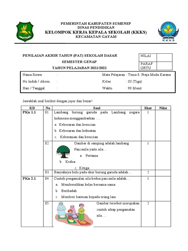 Soal Pat Tema 8 Kelas Iii | PDF