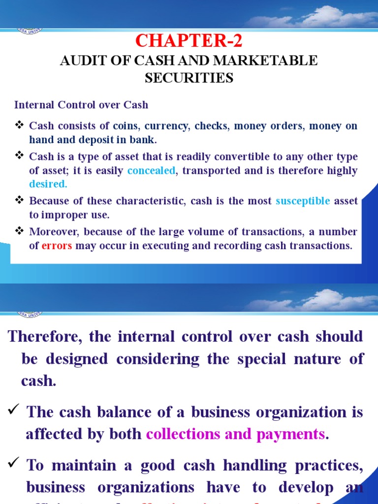 Chapter-2: Audit of Cash and Marketable Securities | PDF | Banks | Audit