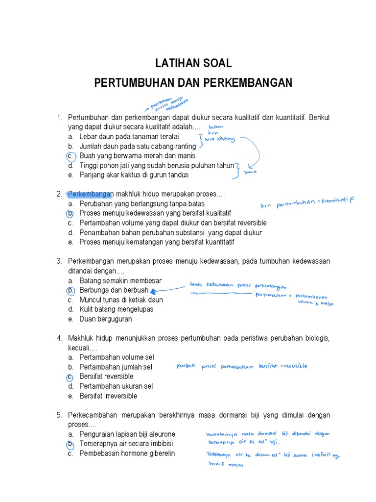 Latihan Soal Pertumbuhan Dan Perkembangan | PDF