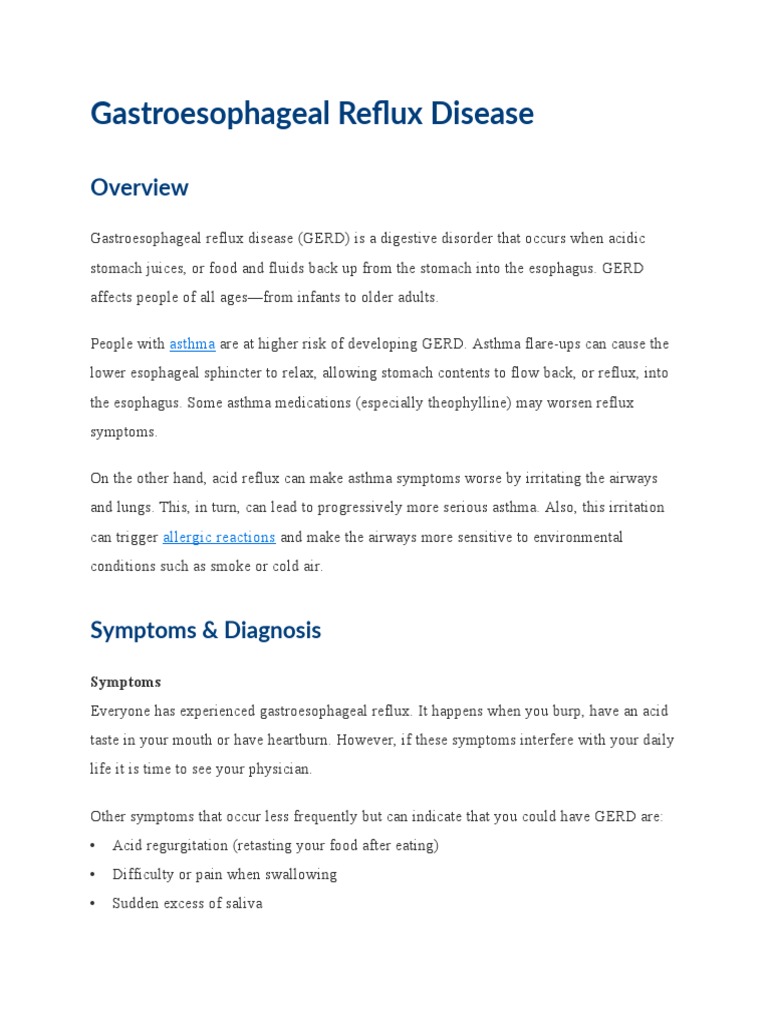 Gastroesophageal Reflux Disease | PDF | Gastroesophageal Reflux Disease ...