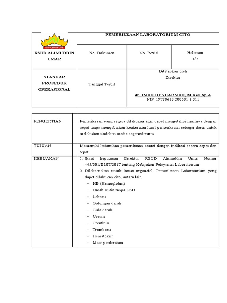 Pemeriksaan Laboratorium Cito | PDF | Sains & Matematika | Teknologi ...