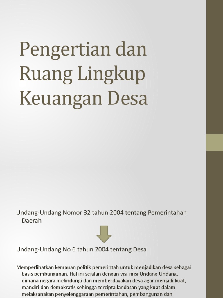 Manajemen Pengelolaan Keuangan Desa Pertemuan I Power Point | PDF