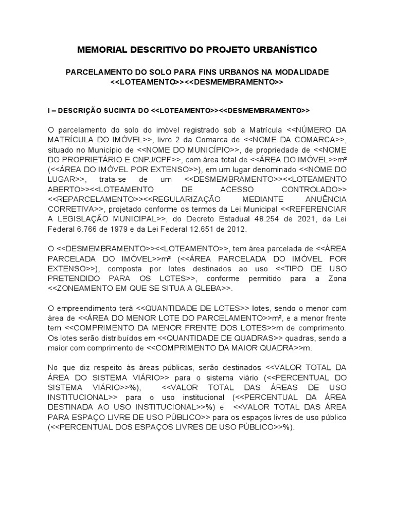 06 Modelo Memorial Descritivo Completo | PDF