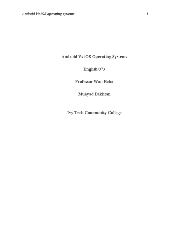 Android Vs Ios Operating Systems Pdf Pdf Ios Android Operating System